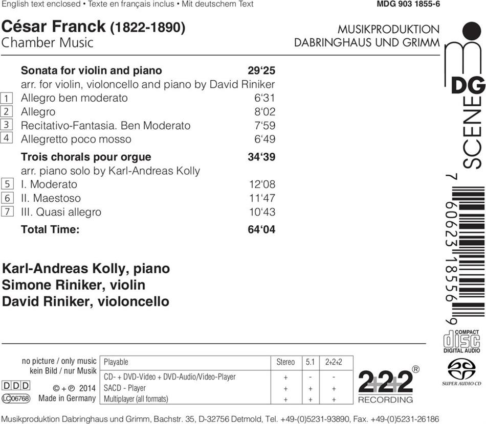 Sonate pour Violon et Piano (arr. by David Riniker), Trois Chorals Pour ...