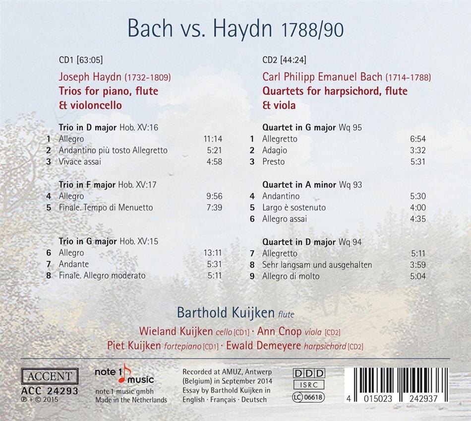 Bach Vs. Haydn 1788/90 - Bach: Quartets Wq 93-95, Haydn: Trios Hob. XV ...