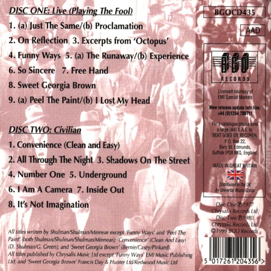 Playing The Fool/Civilian (2 CDs) by Gentle Giant - CeDe.com