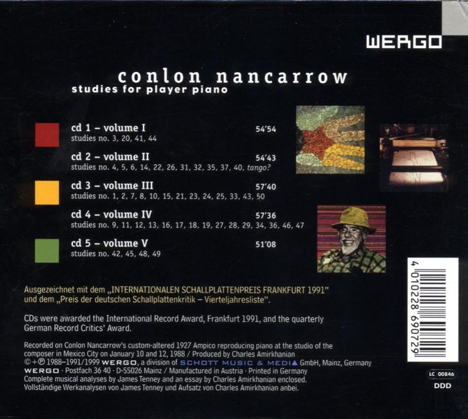 Studies For Player Piano (5 CDs) by Conlon Nancarrow (1922 - 1997 ...