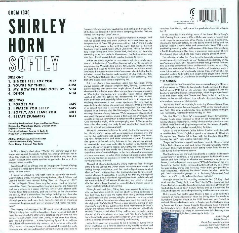Softly (2018 Reissue, LP) von Shirley Horn - CeDe.ch