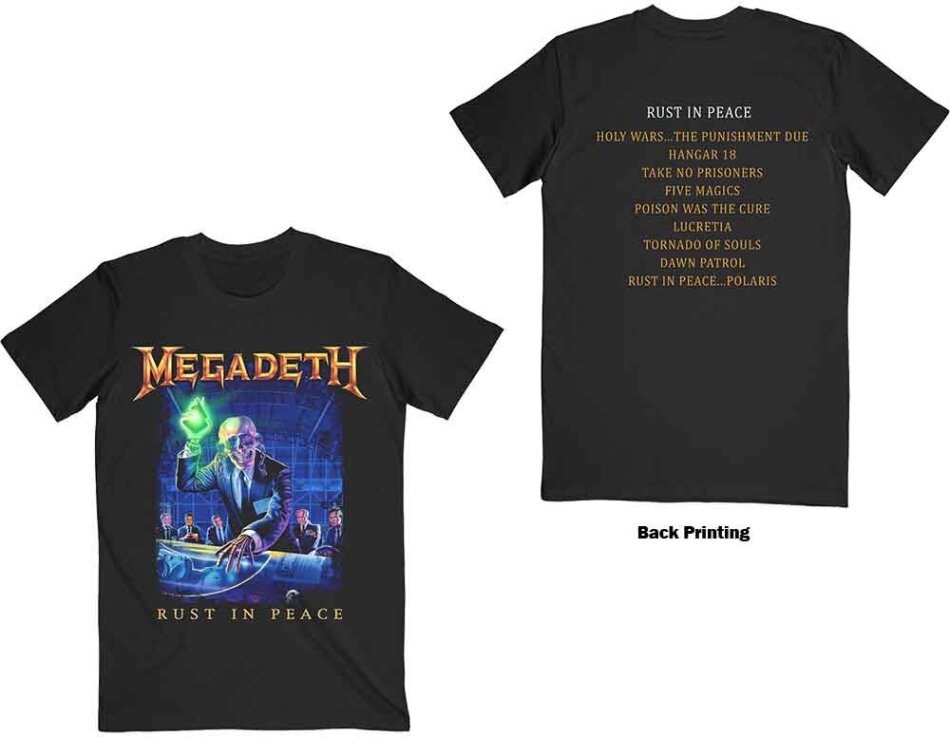 Megadeth Unisex T-Shirt - Rust In Peace Track list (Back Print) - CeDe.ch