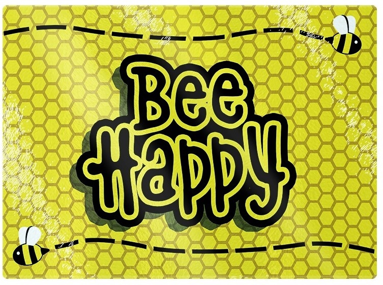 Bee Happy - Small Glass Chopping Board - CeDe.ch