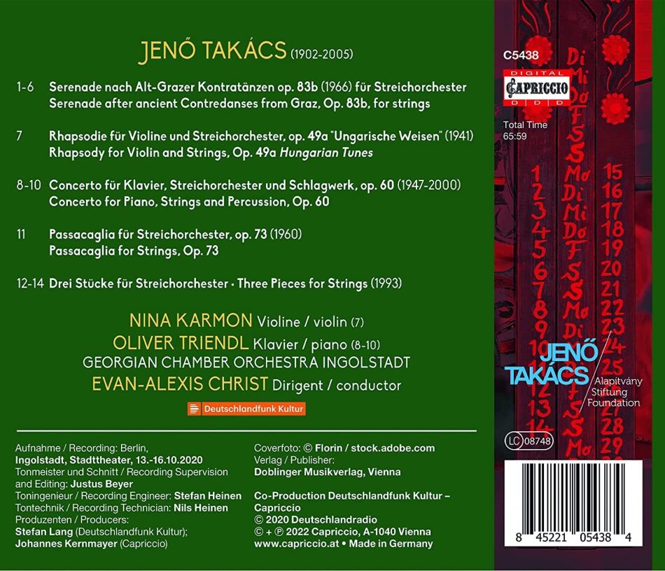 Piano Concerto / Rhapsody von Jenö Takács (1902-2005), Evan-Alexis ...